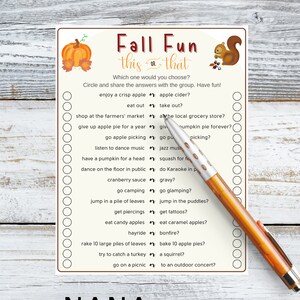 Fall This or That Game: Fun Autumn Activity (PDF) - Etsy
