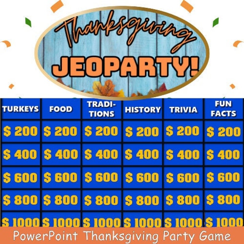 Thanksgiving Jeopardy Powerpoint Game: Family Party Fun (digital ...