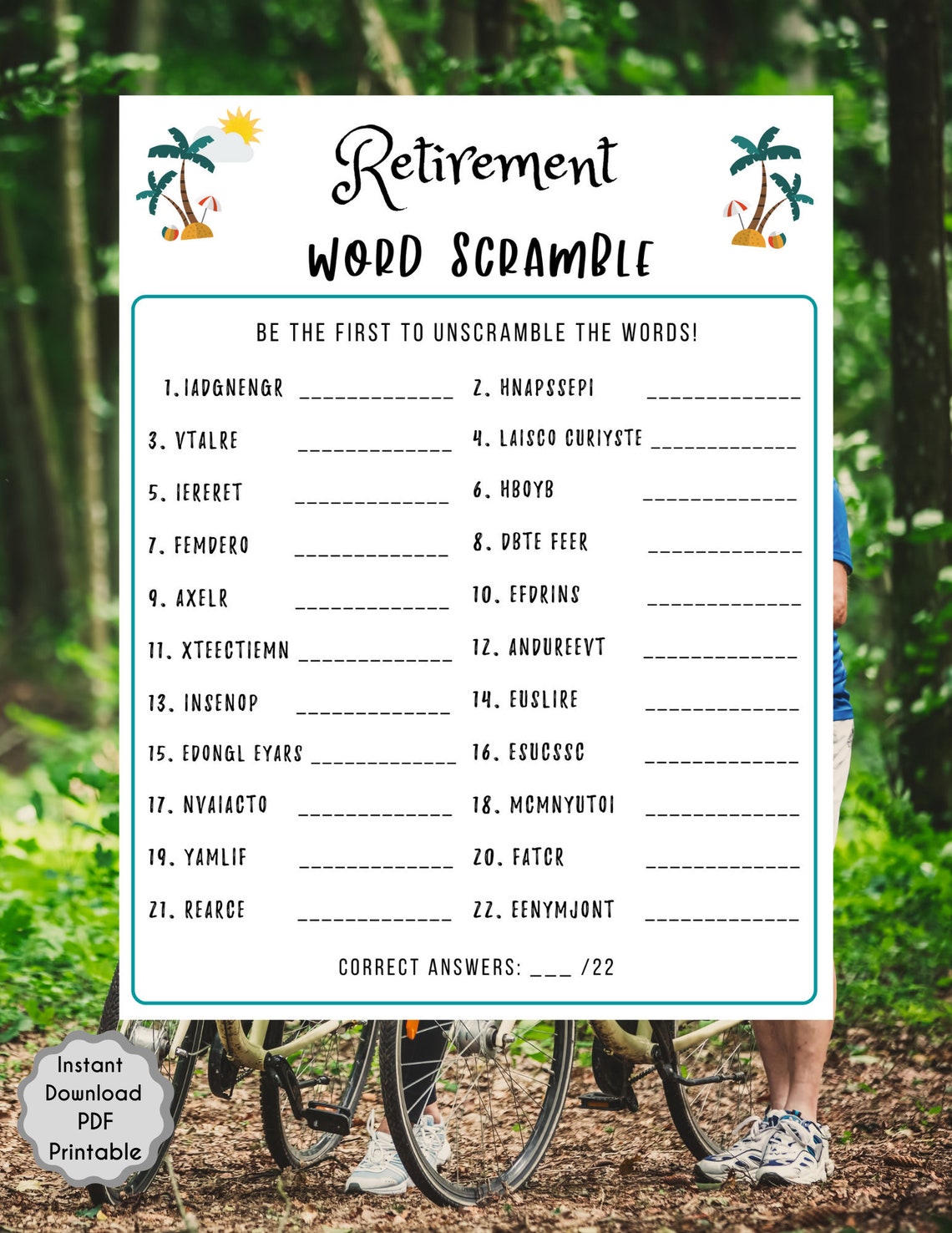 Retirement Party Game Retirement Word Scramble Fun Retirement Party ...