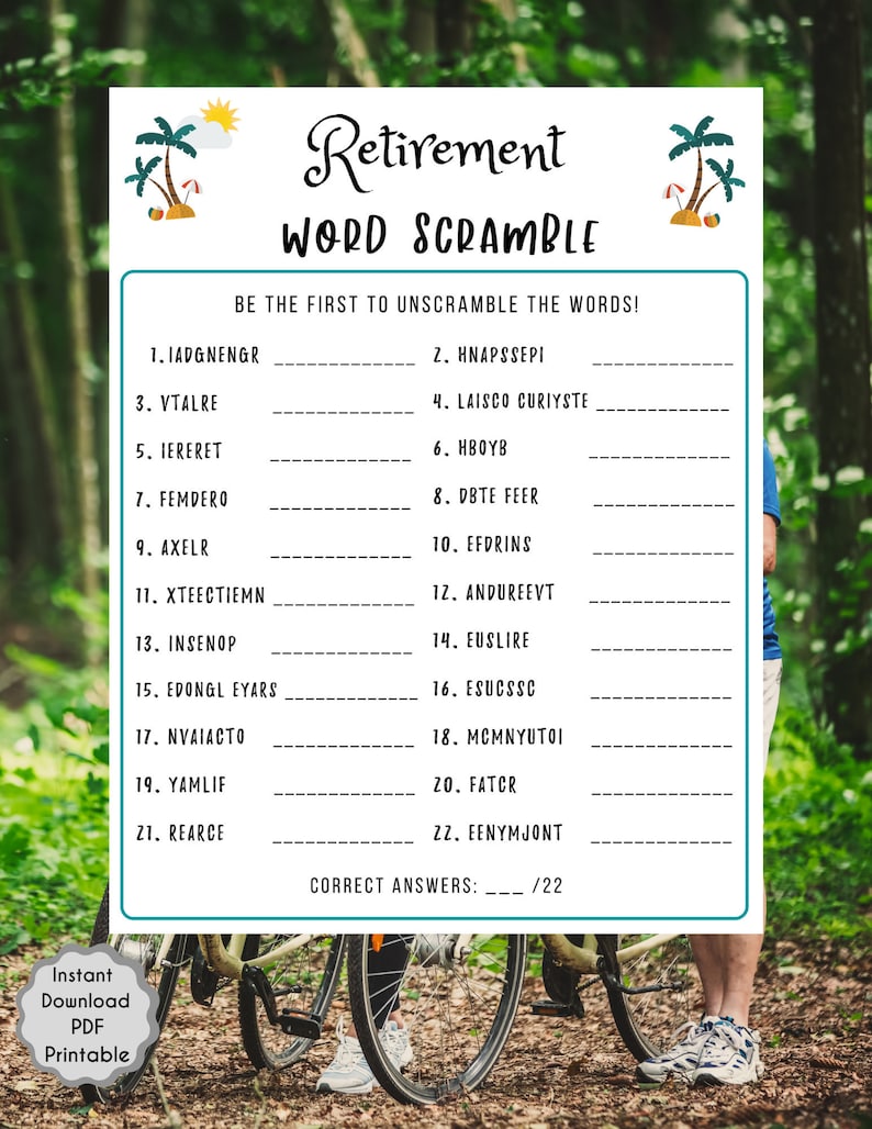 Retirement Party Game Retirement Word Scramble Fun Retirement Party ...