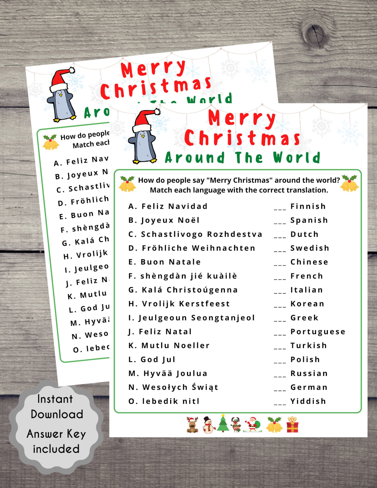 Merry Christmas Around the World Games, Holiday Party Game, Christmas ...