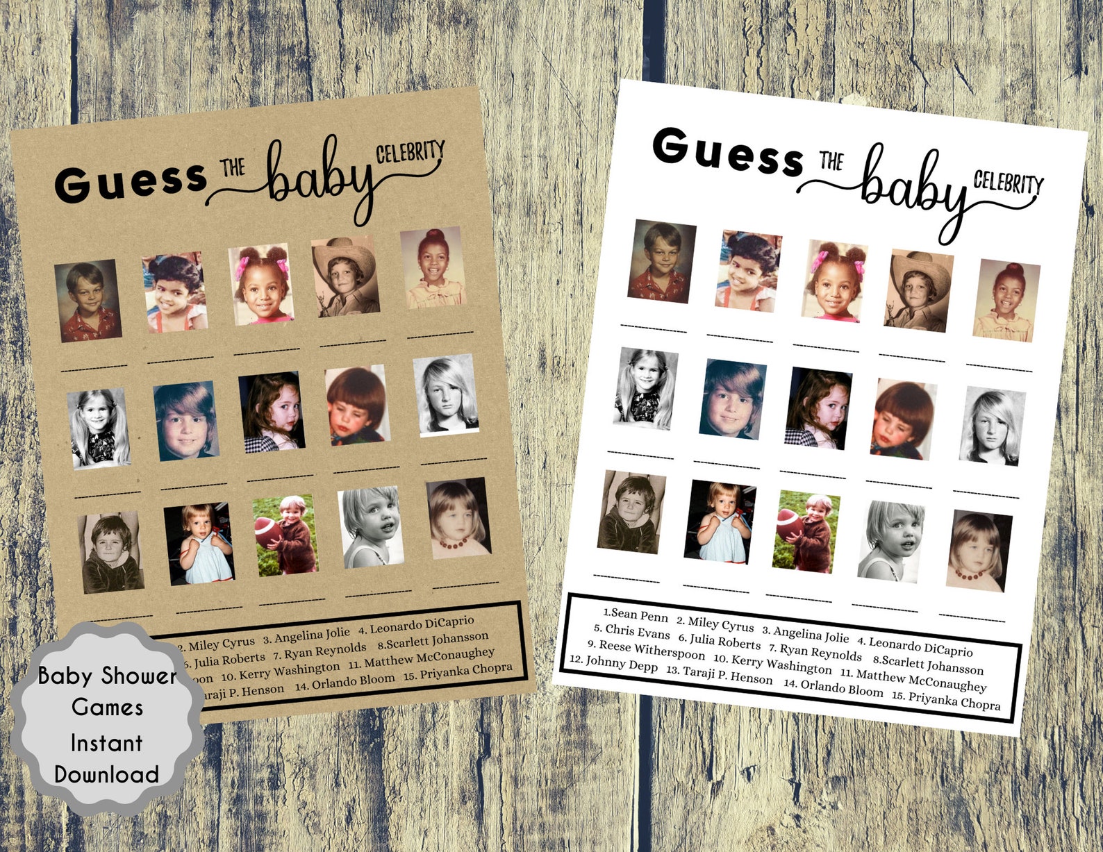 Guess the Baby Celebrity Baby Shower Game, Printable, Baby Shower ...