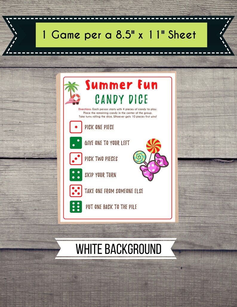 Summer Fun Candy Dice Game Pool Party Game Summer Family Game BBQ Party ...