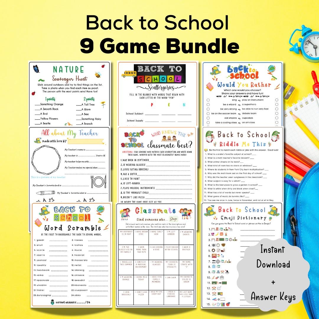 Back to School Game Bundle: Printable Icebreakers & Quiz (PDF Download ...