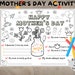 Mother's Day Party Printable Coloring Placemat, Mother's Day Party ...