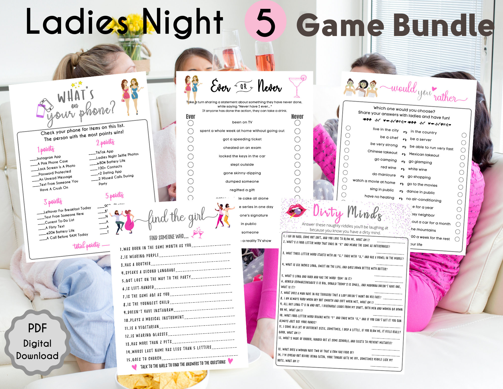 Ladies Night Game Bundle: 5 Printable Party Games (PDF) - Etsy