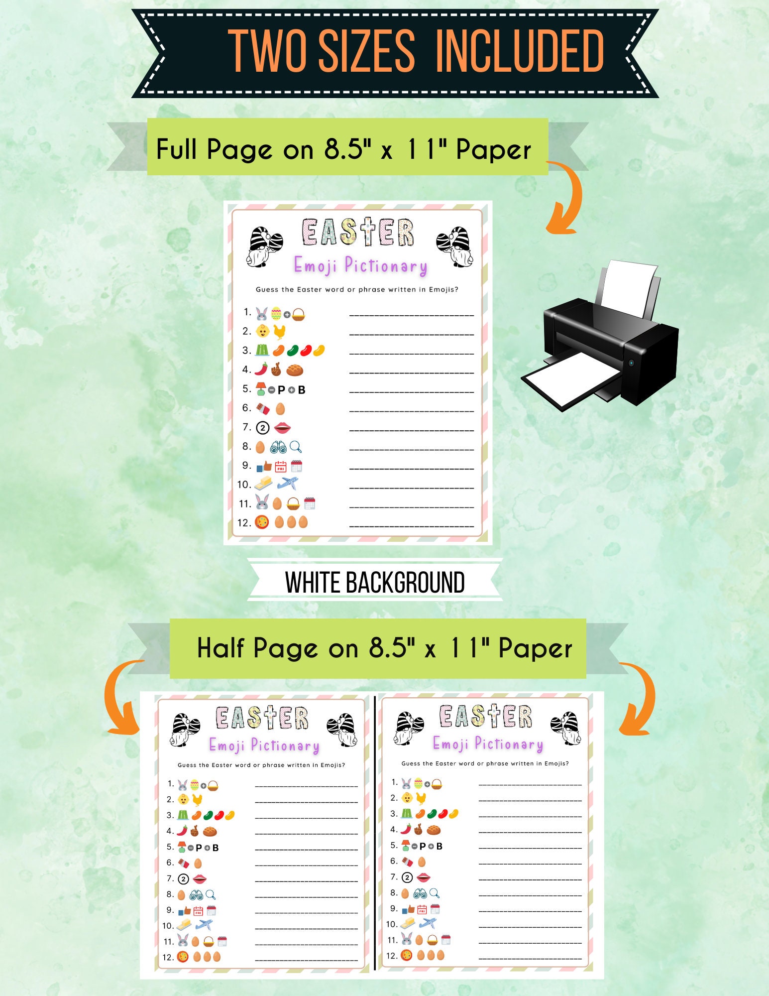 Easter Emoji Pictionary Game Easter Printable Game for Kids ,teens ...