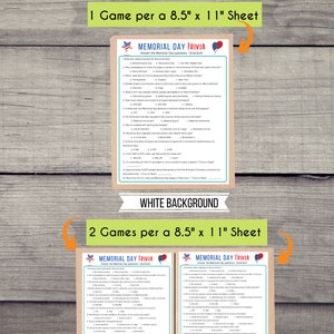 Memorial Day Trivia Game Bundle for Kids & Adults | Memorial Day Party ...