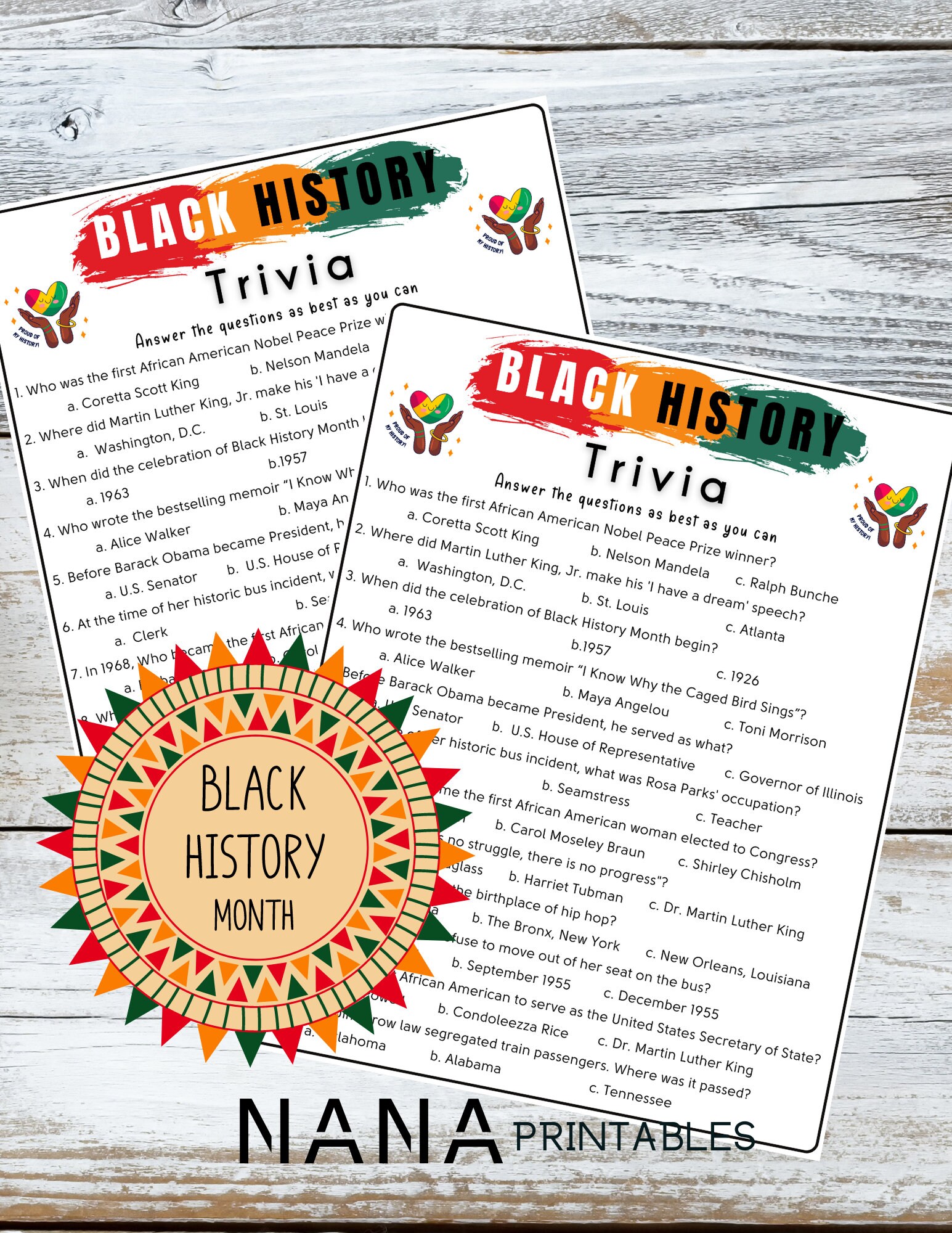 Black History Month Trivia Game: Fun School Quiz (printable PDF) - Etsy