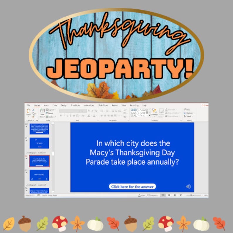 Thanksgiving Jeopardy Powerpoint Game: Family Party Fun (digital ...