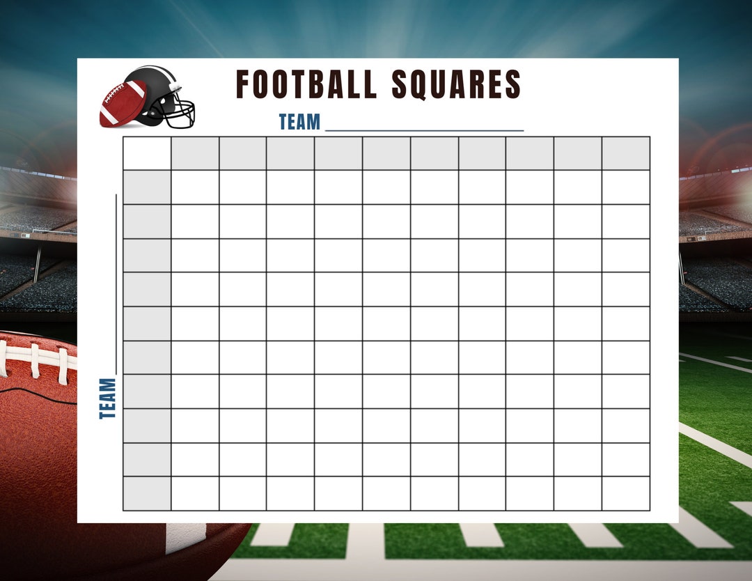 Football Squares Game Football Grids Super Bowl Squares Game Printable ...