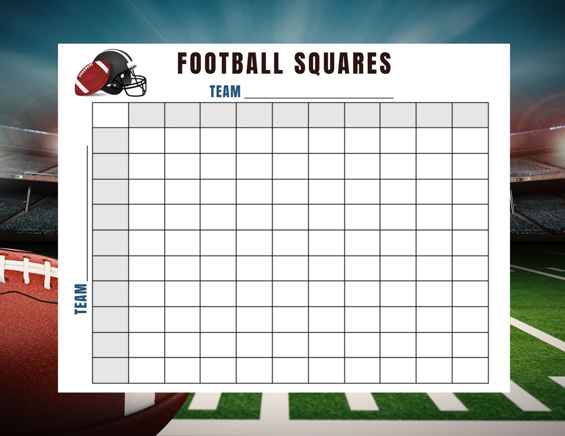 Football Squares Game Football Grids Super Bowl Squares Game Printable ...