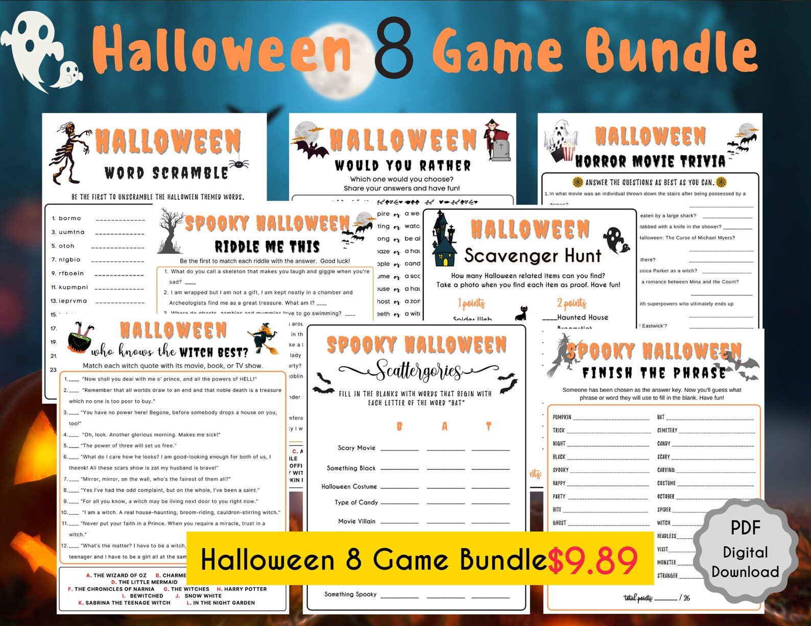 Halloween Word Scramble Game Fun Halloween Printable Games - Etsy