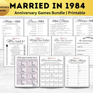 41st Wedding Anniversary Games, Married in 1984 Games Bundle Printable ...