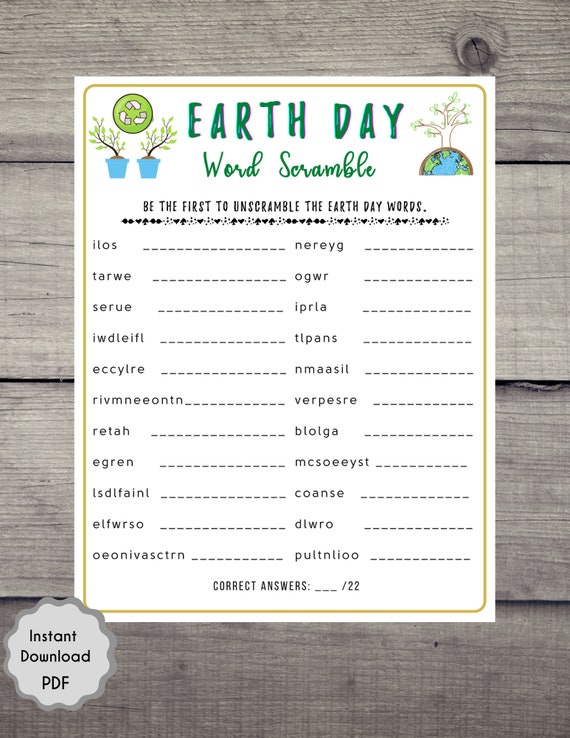 Earth Day Word Scramble