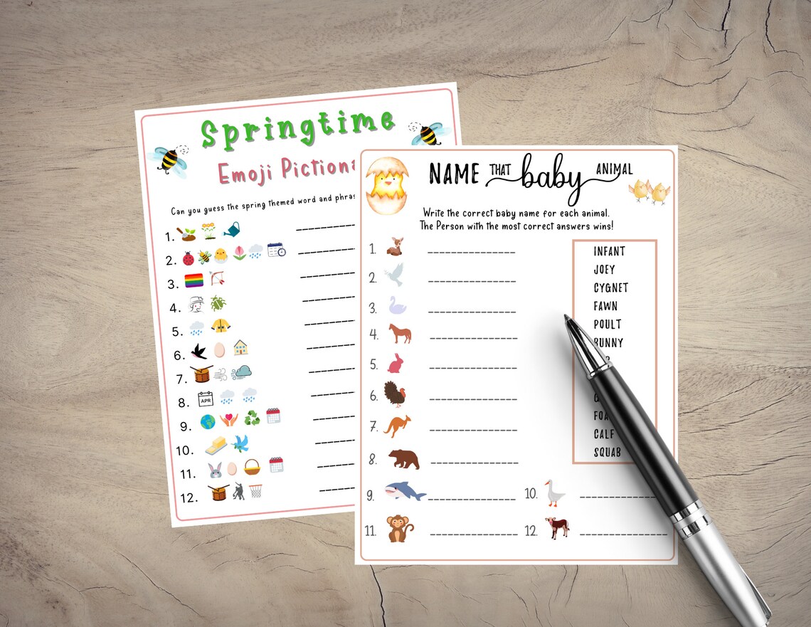 10 Spring Printable Game Bundle Fun Spring Party Games - Etsy