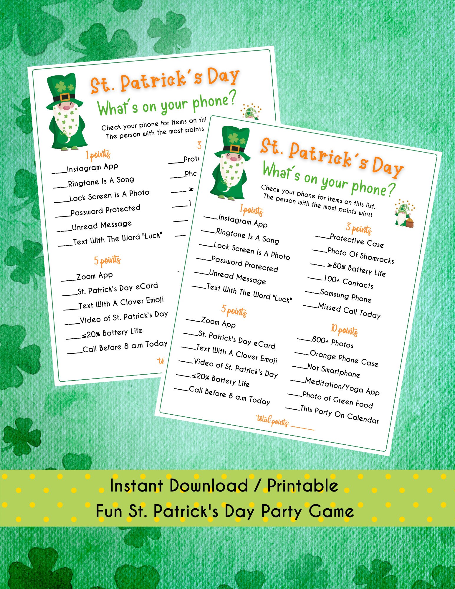 10 St. Patrick's Day Game Bundle St. Patrick's Day Printable Activities ...