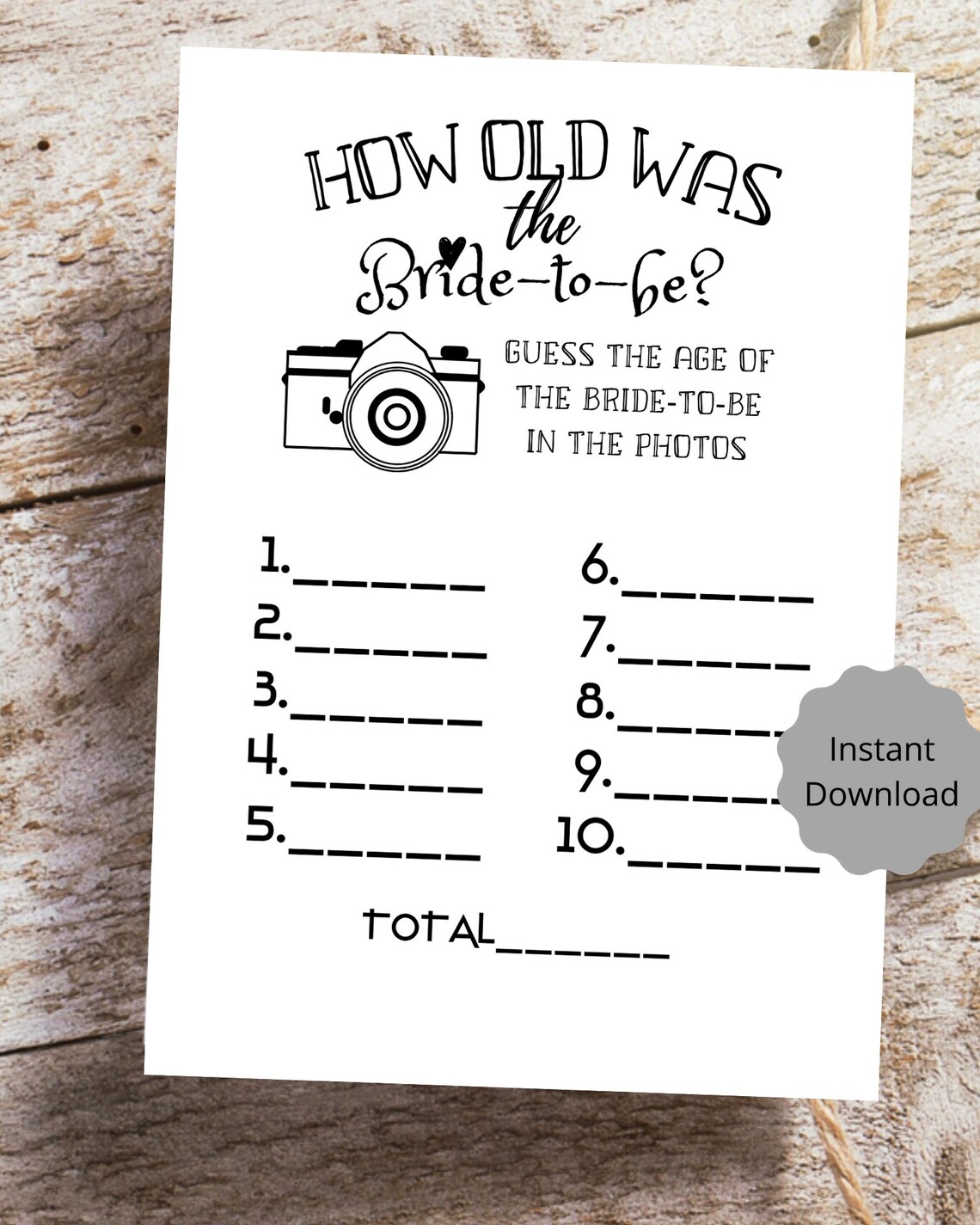 How Old Was the Bride-to-be Bridal Shower Game Printable - Etsy