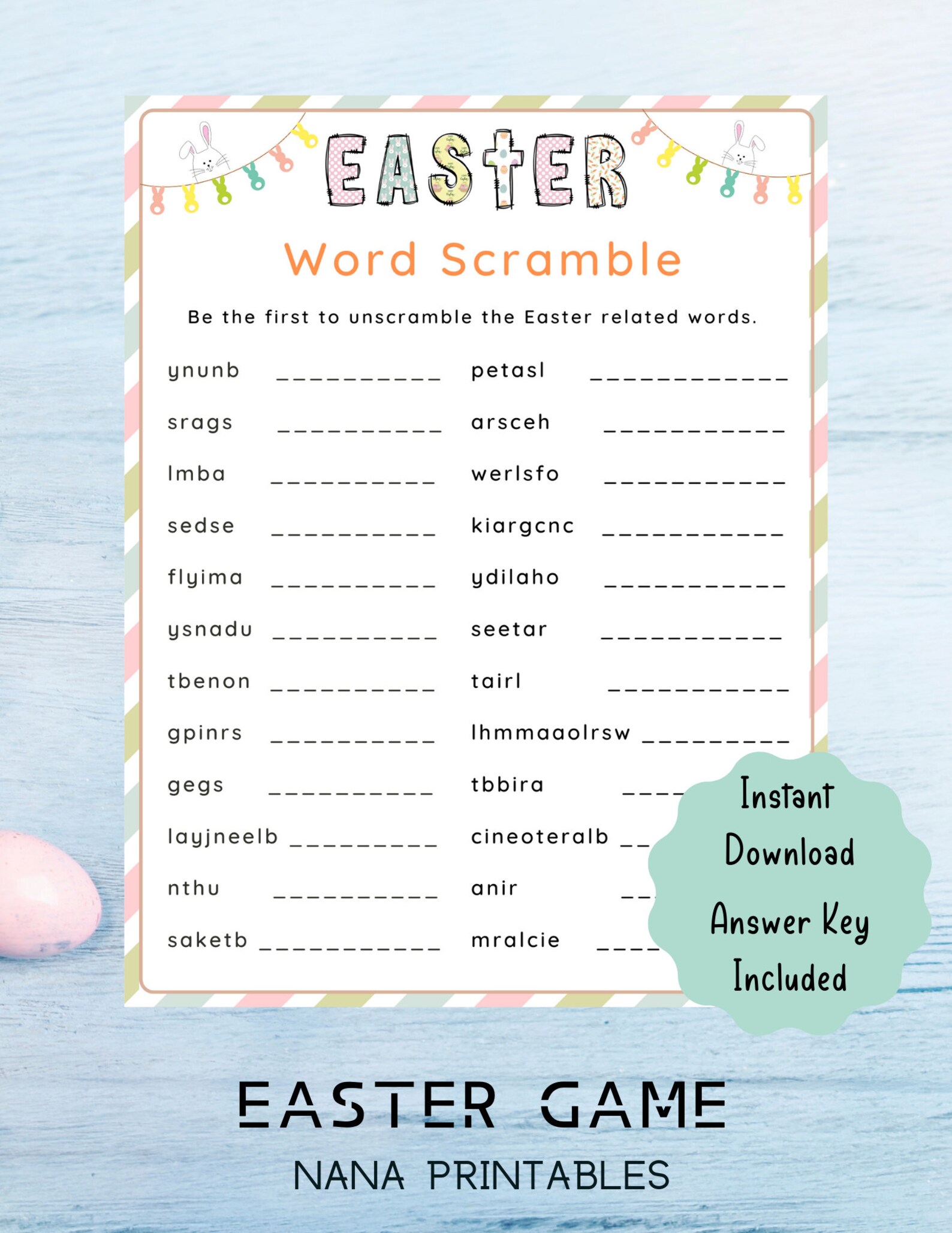 Easter Word Scramble Game Easter Printable Game for Kids, Teens ...