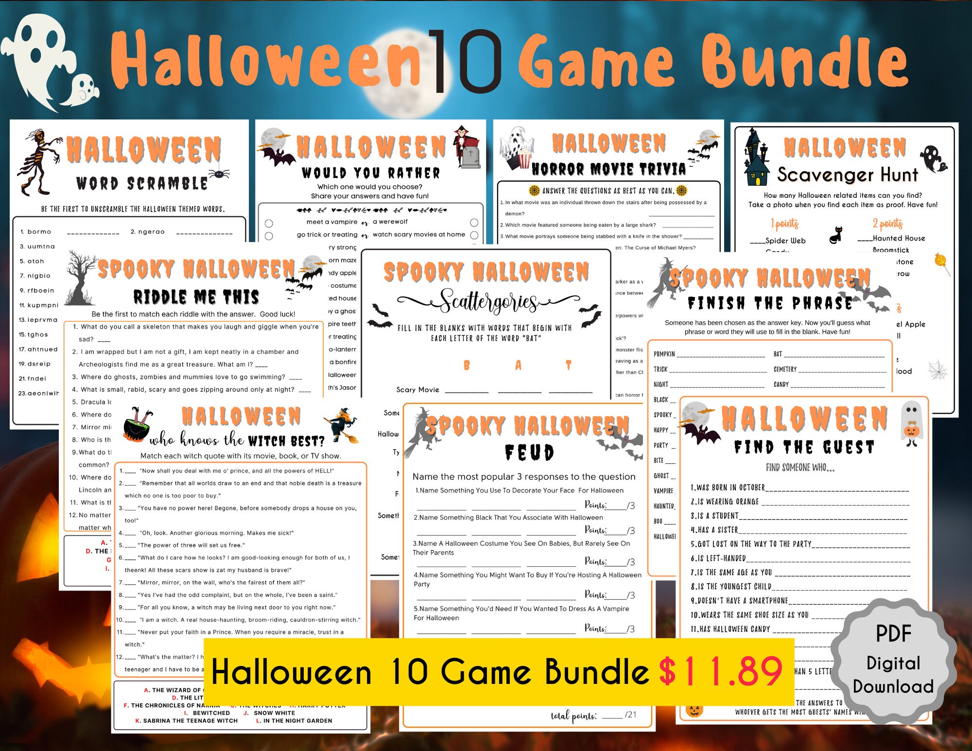Halloween Find Someone Who Printable Game Scary Witch Spooky Halloween ...