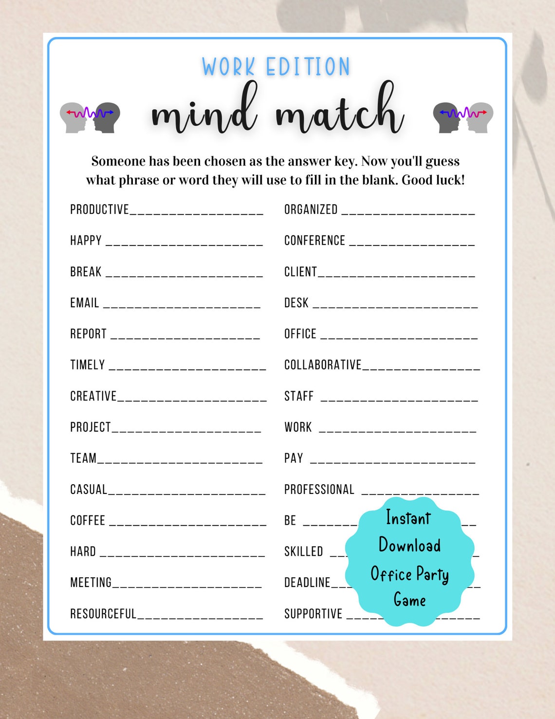 12 Office Party Printable Game Bundle Coworker Staff Game - Etsy