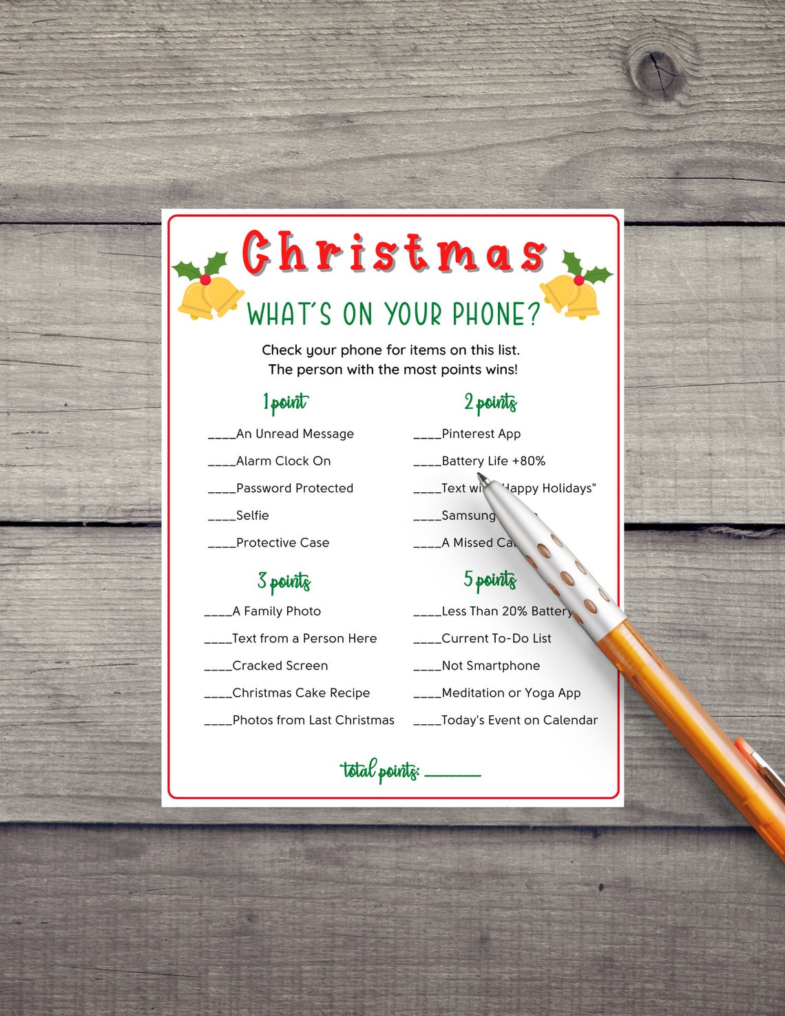 Christmas Whats on Your Phone Printable Game Office Holiday - Etsy