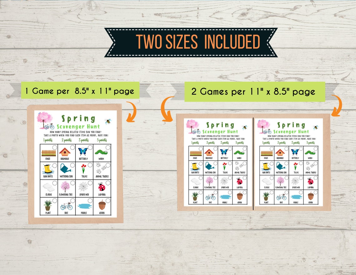 Spring Scavenger Hunt Printable Game Fun Spring Party Game | Etsy