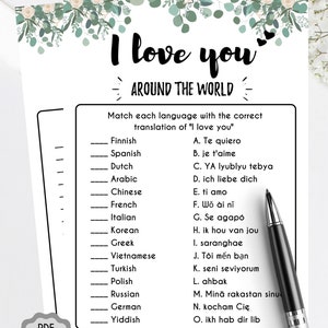 I Love You Around the World Bridal Shower Game L Party Game L - Etsy