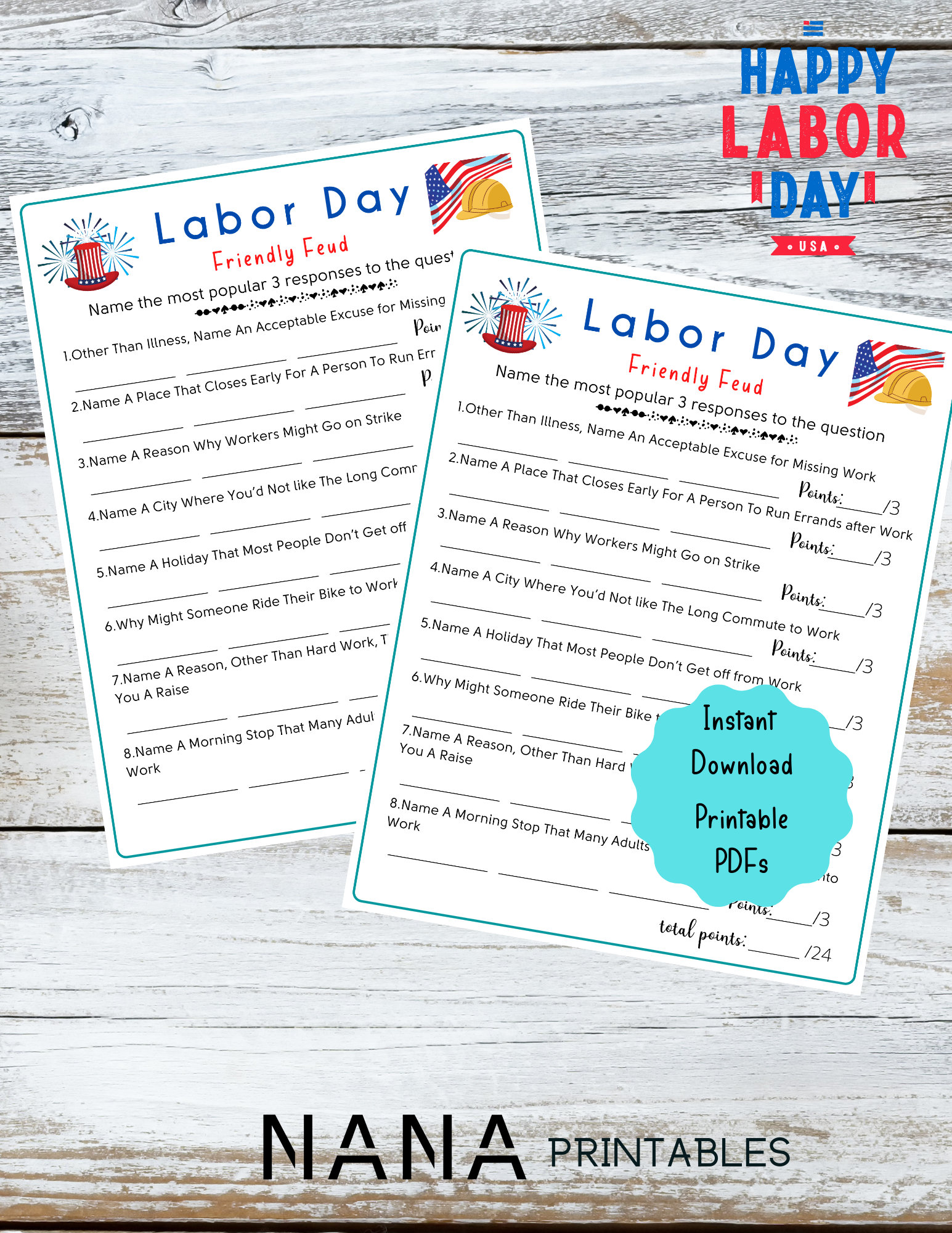 Labor Day Game Bundle: Trivia, Scavenger Hunt, Word Search (printable ...