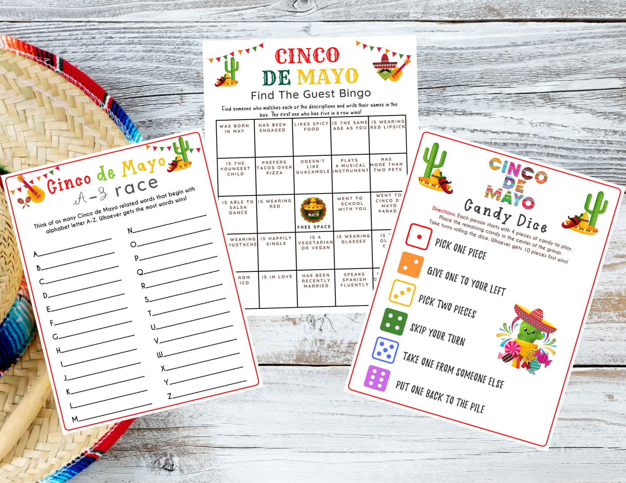 12 Cinco De Mayo Games Bundle L Fun Printable Games Mexican - Etsy