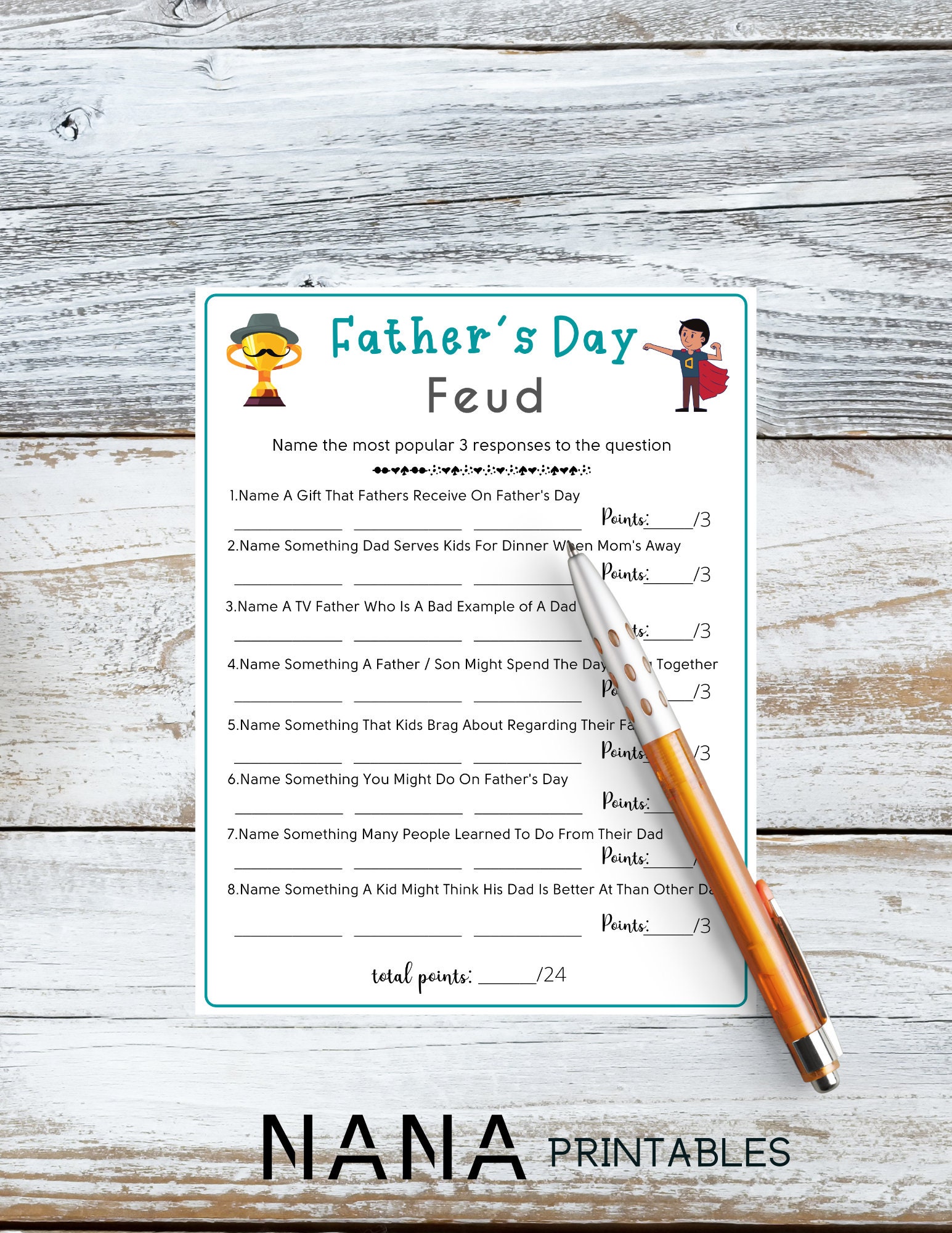 Father's Day Feud Game Father's Day Game for Kids & Adults Family ...