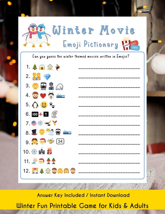 Winter Movie Emoji Game Holiday Party Game Winter Activity - Etsy