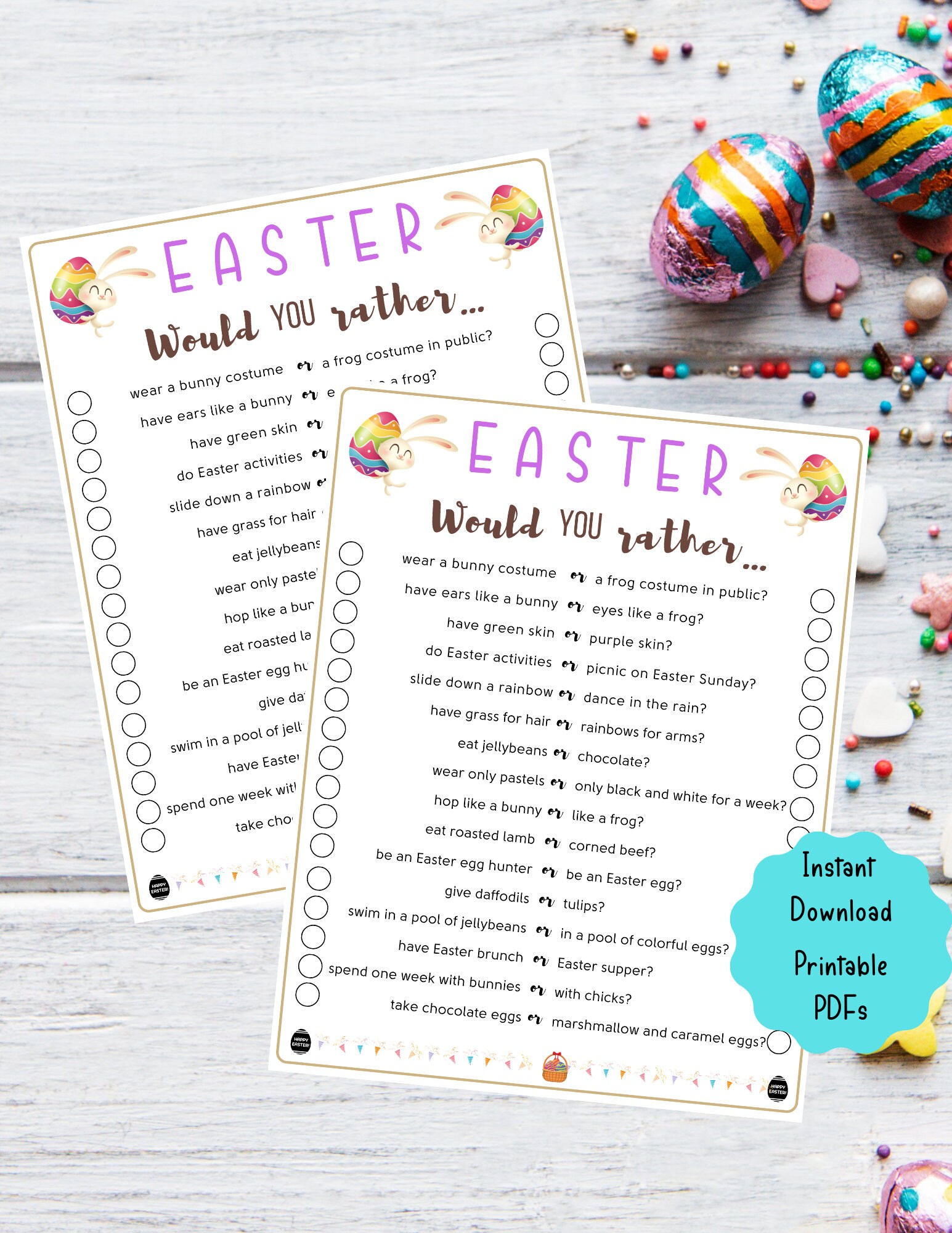 Easter Would You Rather Game | Easter Printable Game for Kids & Adults ...