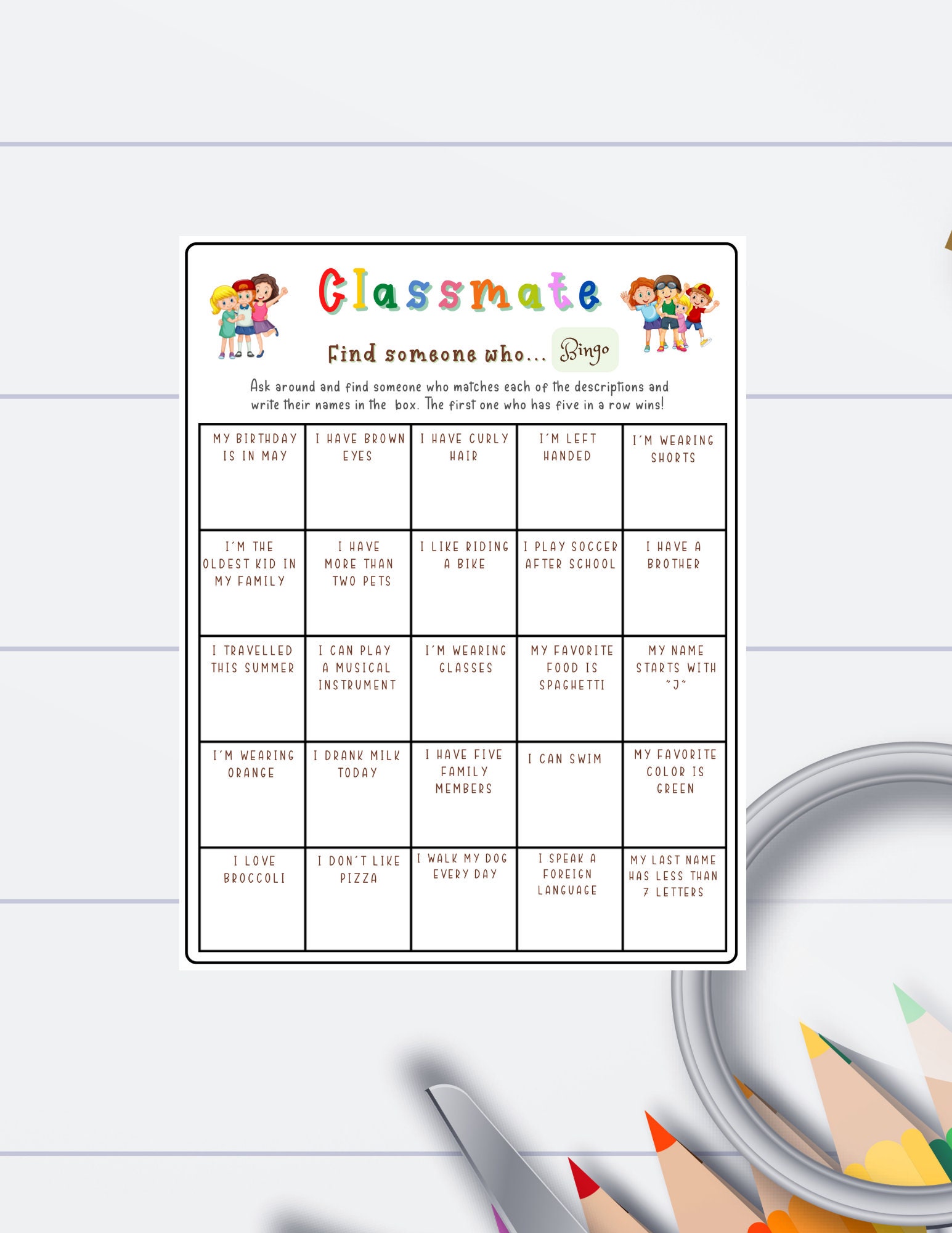 Back to School Find Someone Who Game Fun Classroom Activity Icebreaker ...