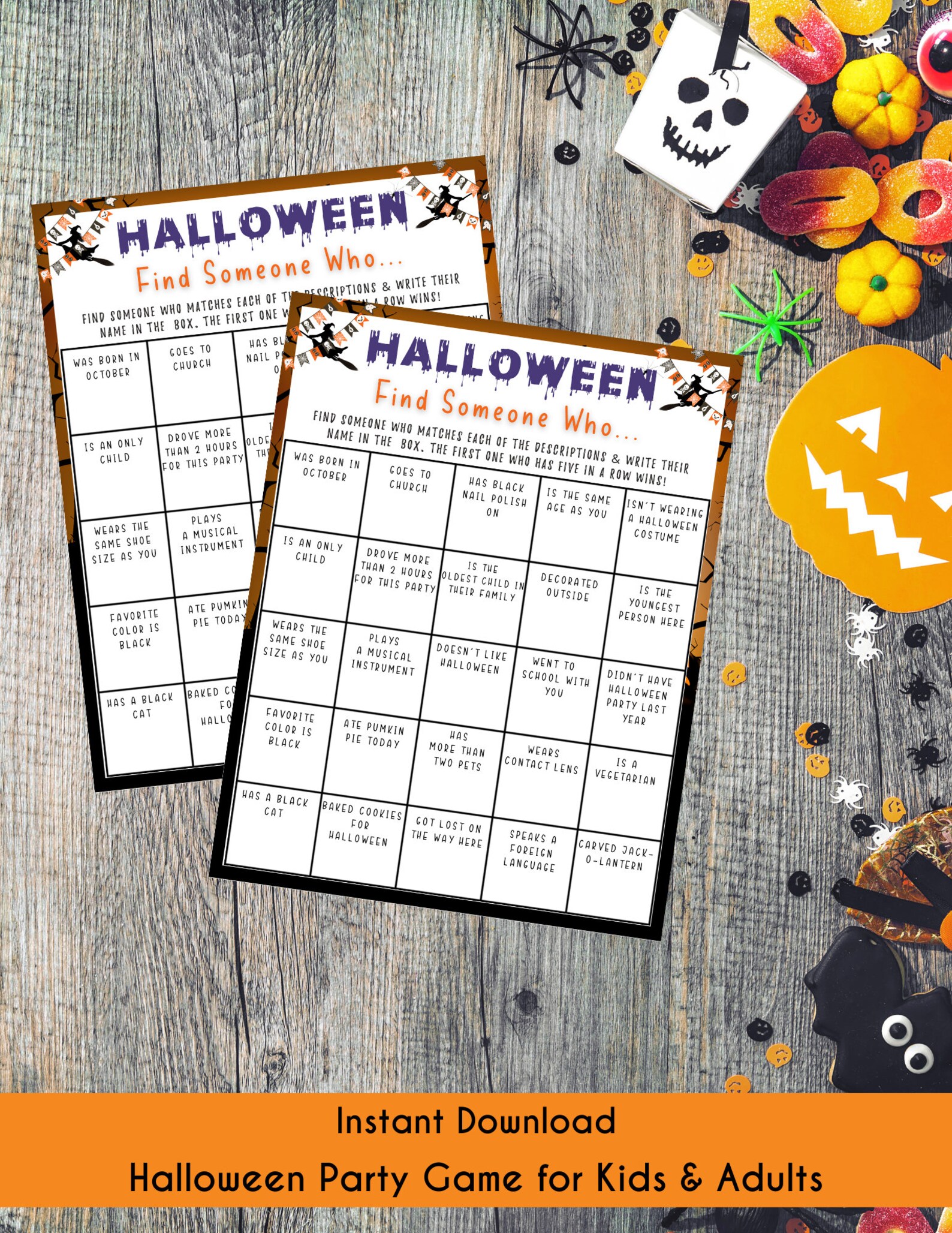 Halloween Find Someone Who Printable Game Scary Witch Spooky Halloween ...
