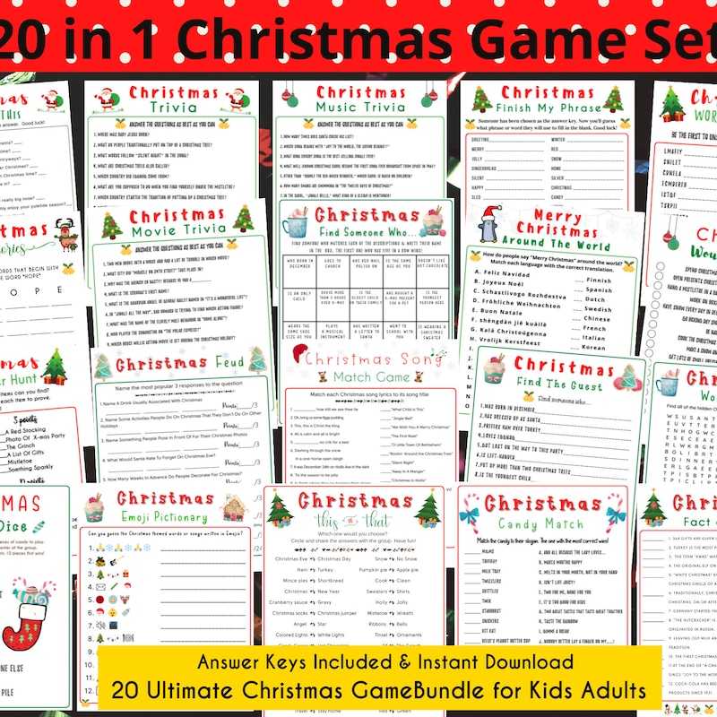 Downloadable Christmas Games - Etsy