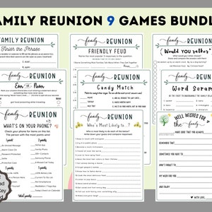 9 in 1 Family Reunion Printable Game Bundle | Fun Family Gathering ...