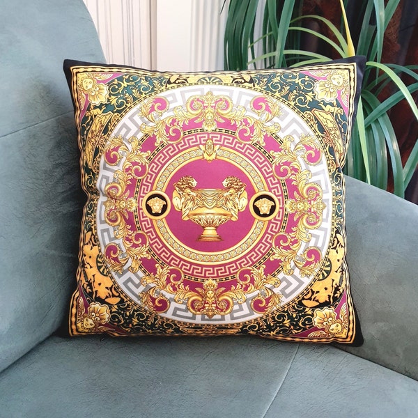 Pink Greek Key Pillow - Etsy