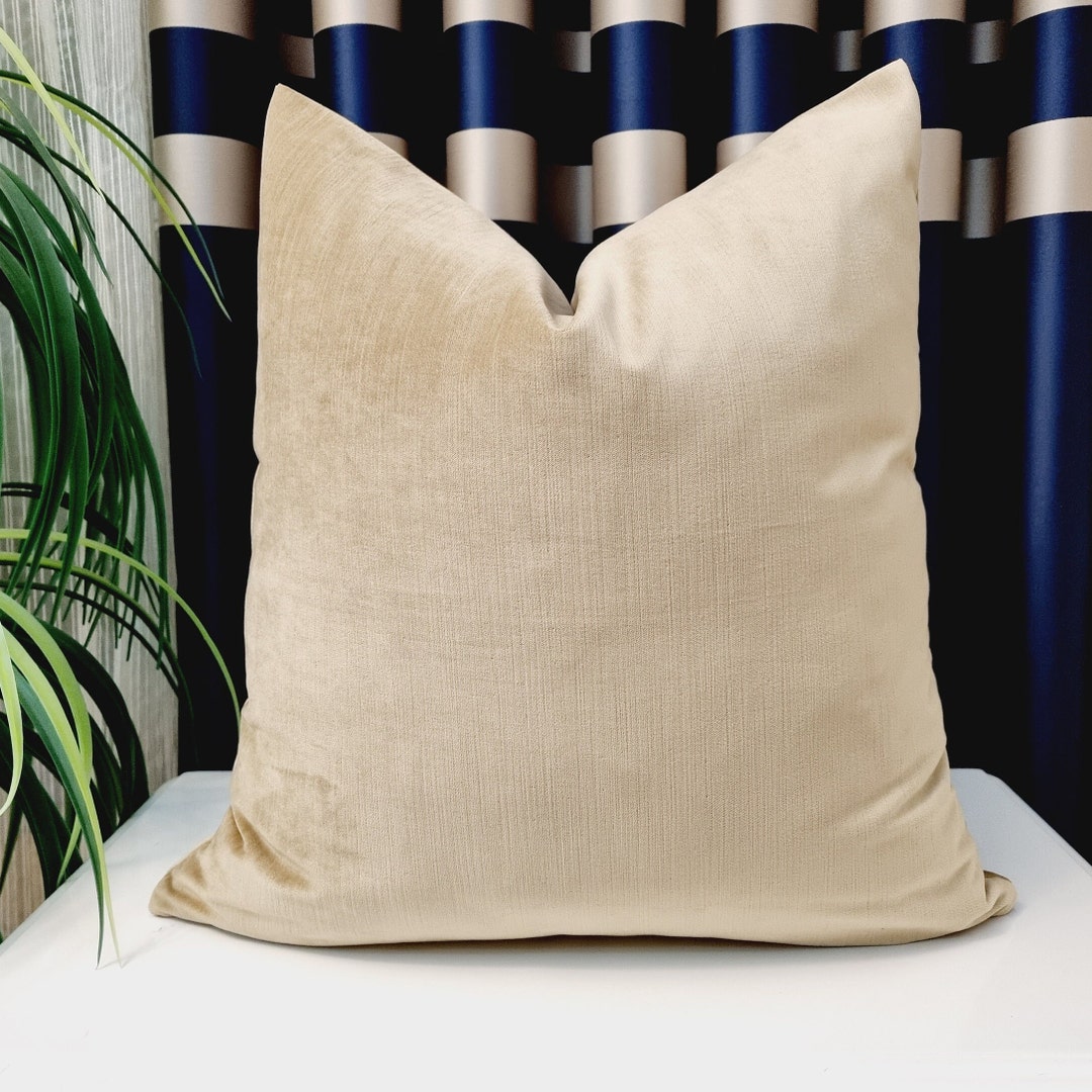 Beige Luxury Velvet Pillow, Cream Velvet Fabric, Luxury Fabric ...