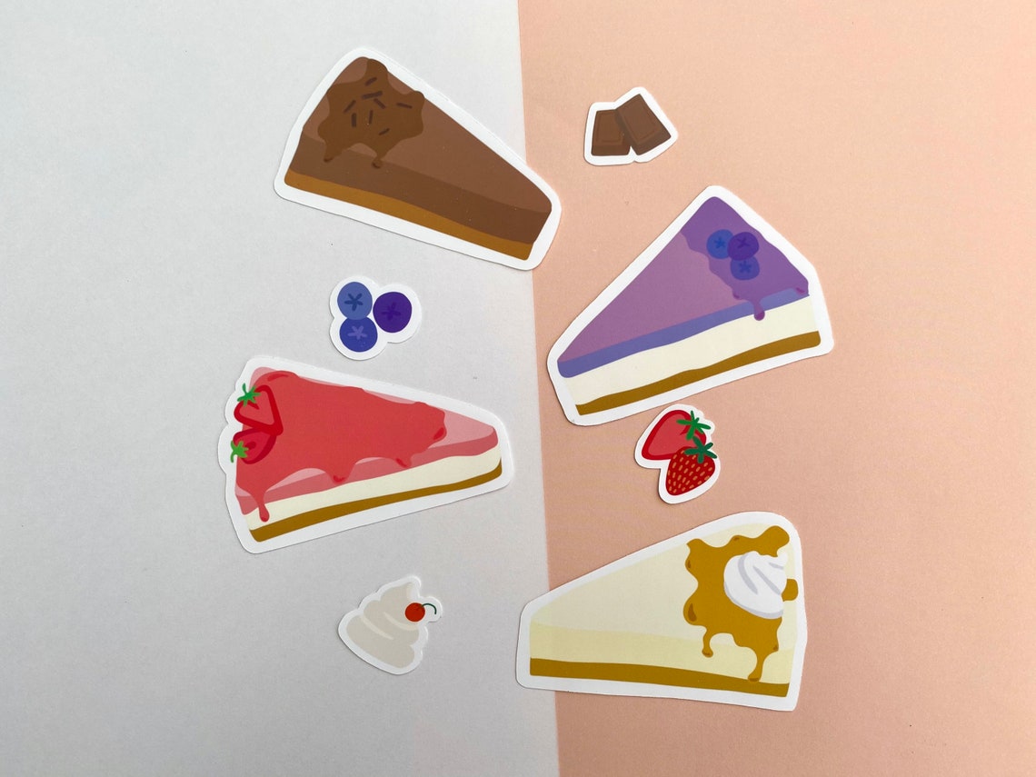 Cheesecake Sticker Set Matte Vinyl 8 Piece Sticker Set - Etsy