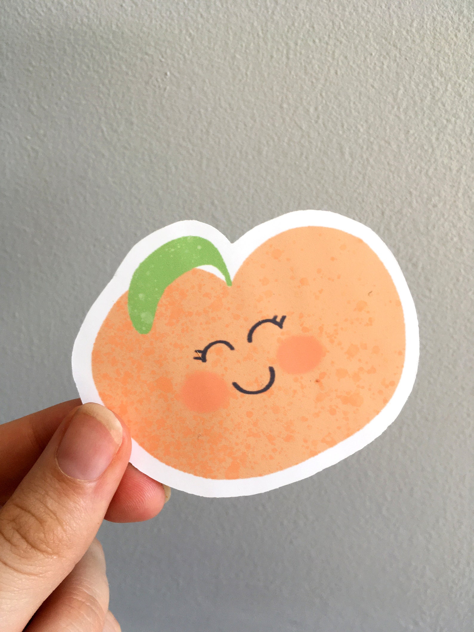 Happy Peach Cute Kawaii Vinyl Sticker - Etsy