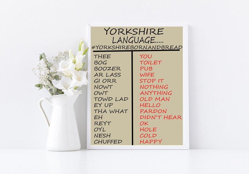 Yorkshire slang A4 print humour/funny | Etsy