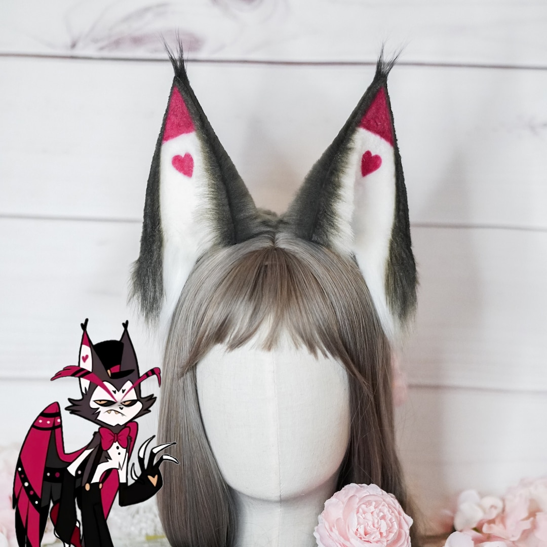 Hazbin Hotel Husk Cosplay Ears in Grey Brown Faux Fur Ears - Etsy