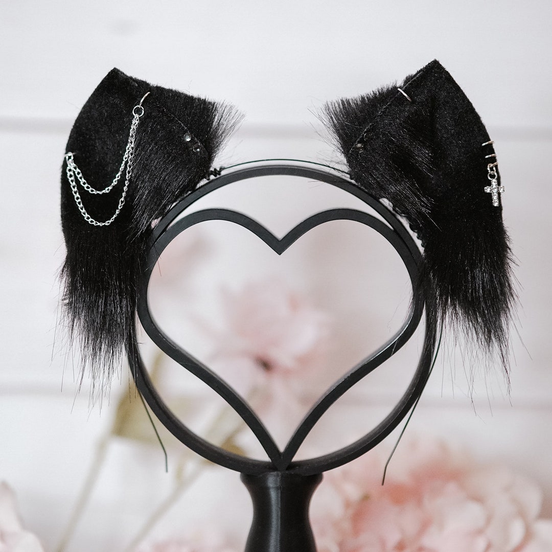Fluffy Faux Fur Cat Ears Kawaii Goth Cat Ears With Charms in - Etsy