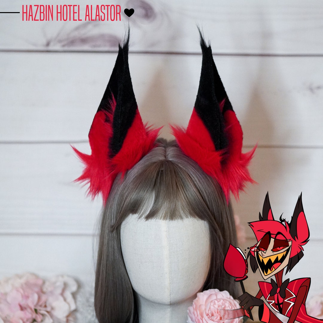 Alastor Hazbin Hotel Cosplay Ears in Red and Black | Faux Fur High ...