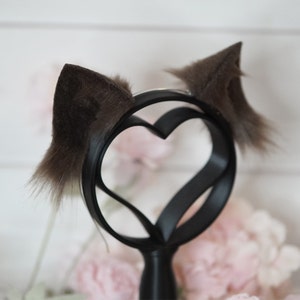 Brown Kawaii Basic Kitty Faux Fur Cat Ears - Etsy