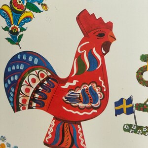 Sweden Dala Horse Tray Vintage Metal Enamelware Tray With Swedish Folk ...