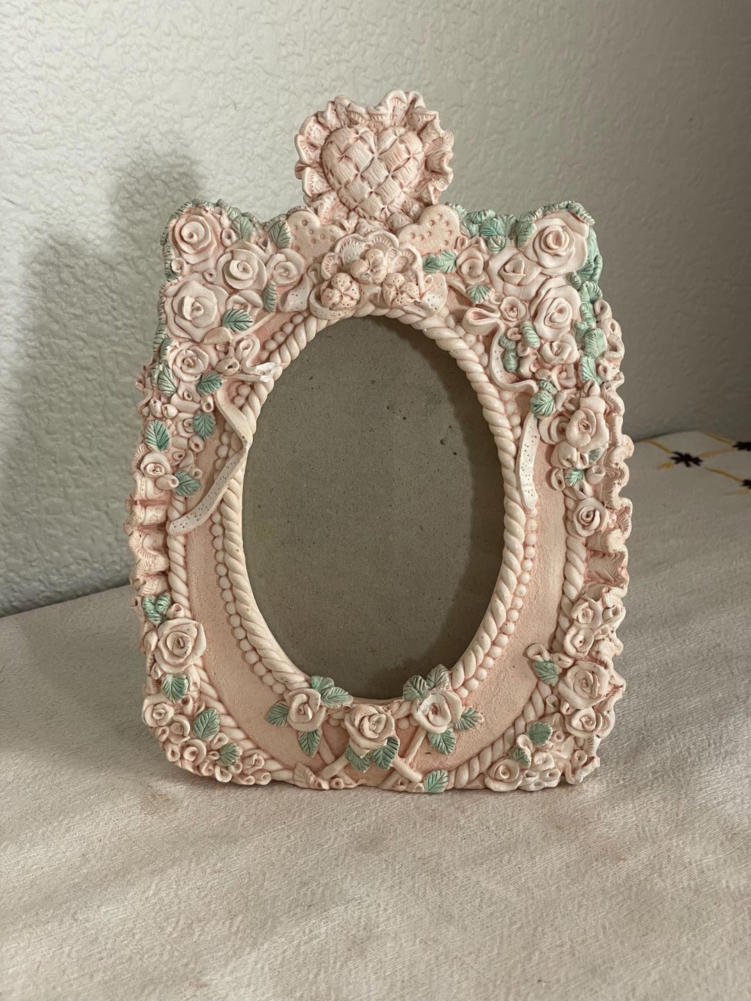 Vintage 1980s Coquette Pink Oval Ceramic Picture Frame 3.5x5 - Etsy