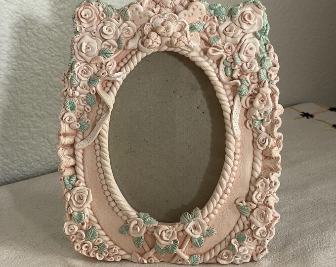 Vintage 1980s Coquette Pink Oval Ceramic Picture Frame 3.5x5" - Etsy