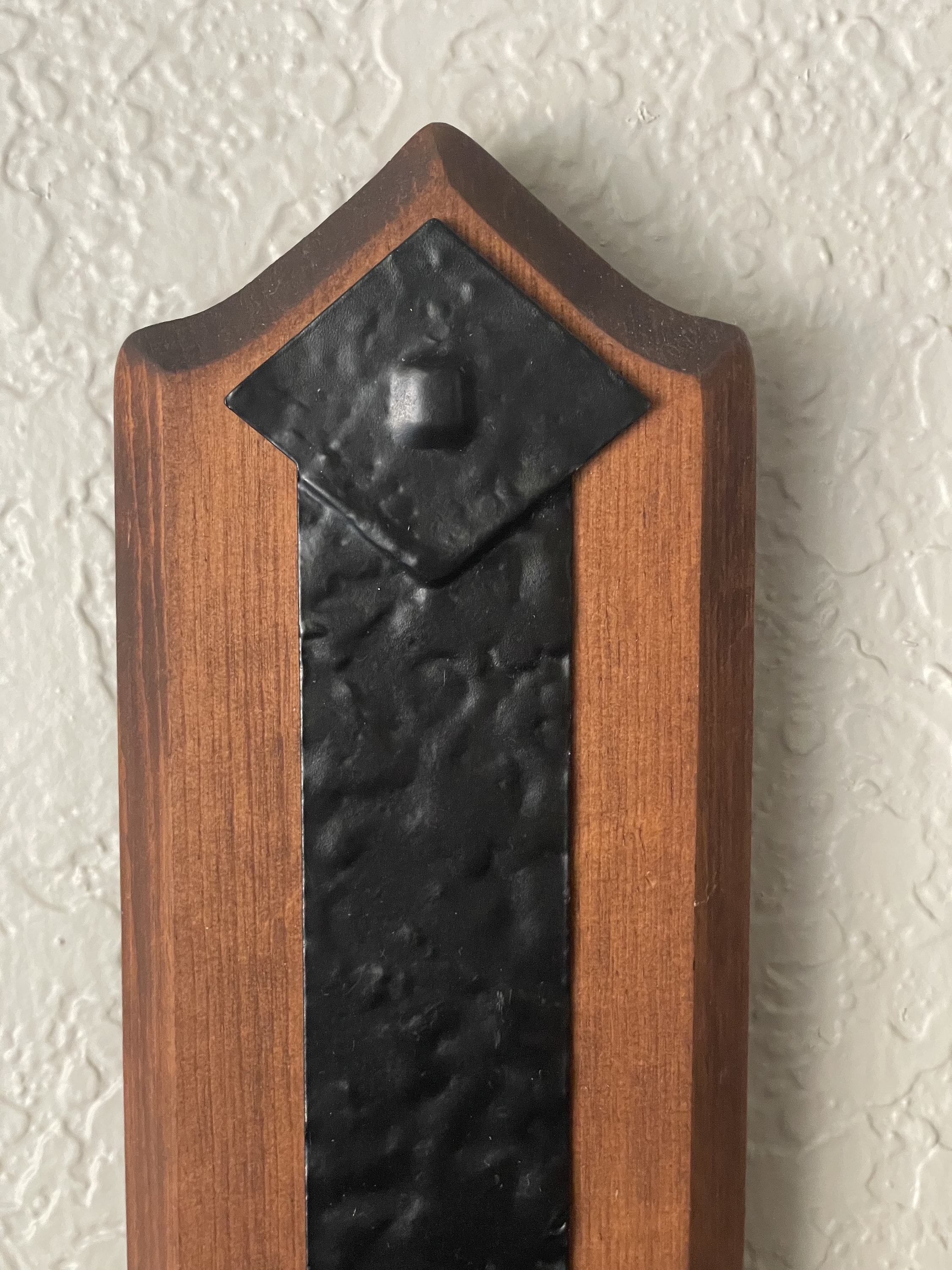 Two Wrought Iron Candle Wall Sconces on Wood Wall Plaque Vintage Pair ...